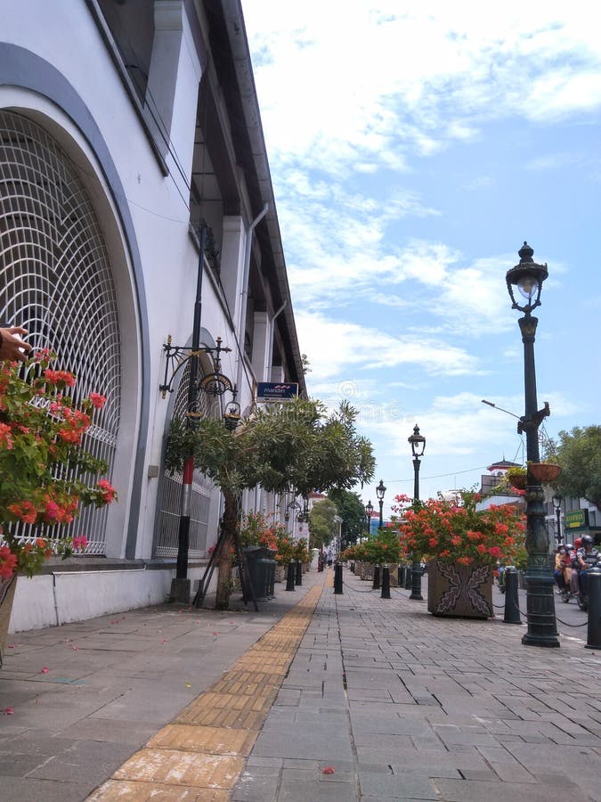Sidewalk with Yellow Warning Block Editorial Photography - Image of ...