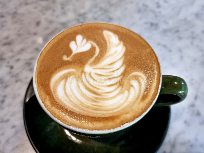 Sideway Shop Coffee, Swan Latte Art Coffee Stock Photo - Image of dark ...