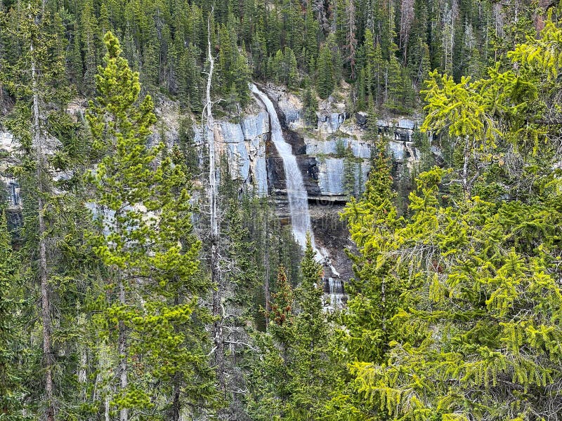 Sideways Falls Along the Ice Fields Parkway in Banff National Park in ...