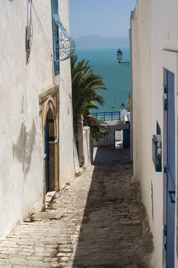 Sidi bou Said street view stock photo. Image of muslim - 36013648