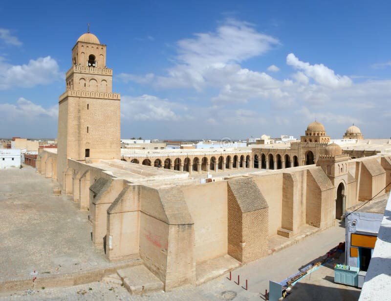 Sidi Okba Mosque, Kairouan, Tunisia Stock Photo - Image of antique ...