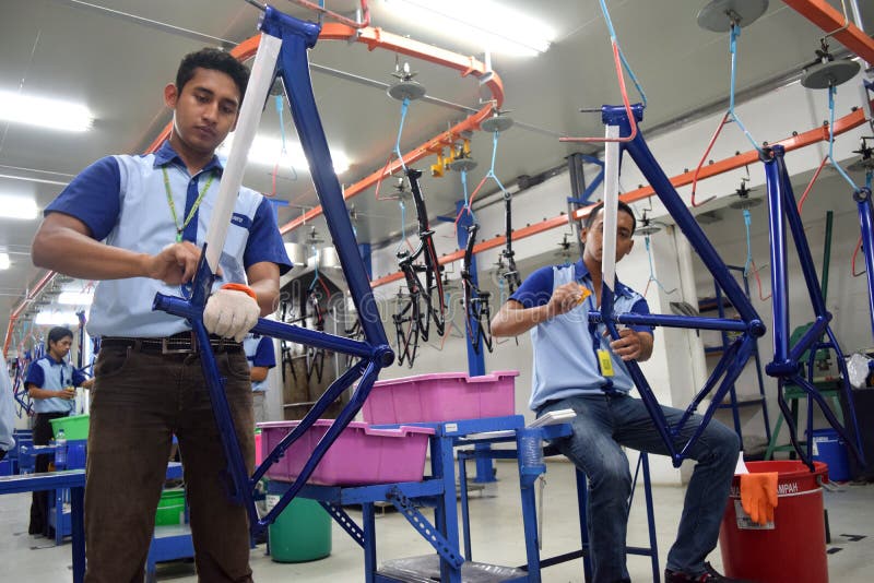 Workers Check on the Assembly Line at the Assembly Bicycle Bike ...