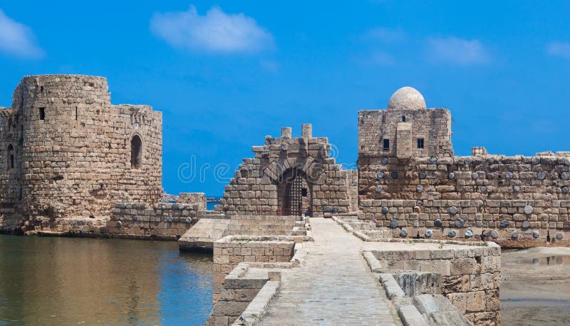Sidon Crusader Sea Castle in Lebanon Stock Image - Image of building ...