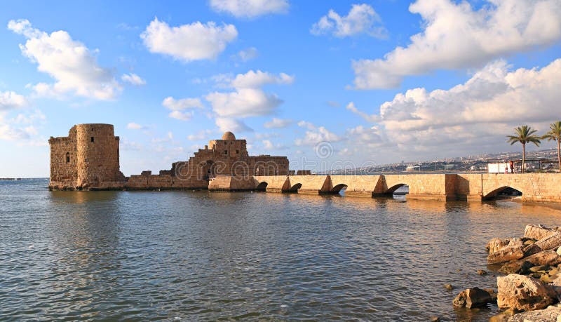 Sidon Sea Castle, Lebanon stock image. Image of landmark - 124909525