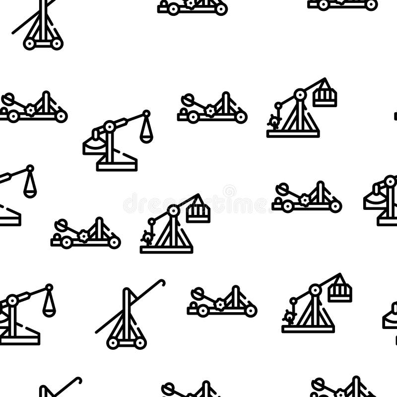 Siege Engine Catapult Collection Icons Set Vector Stock Vector - Illustration of mortar, icons ...