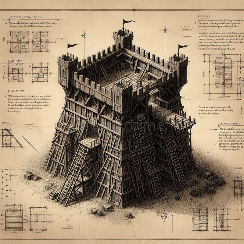 Historic War Machine with Climbing Ladders Stock Illustration ...