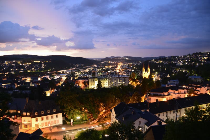 Siegen Panorama stock photo. Image of housing, twilight - 83561222