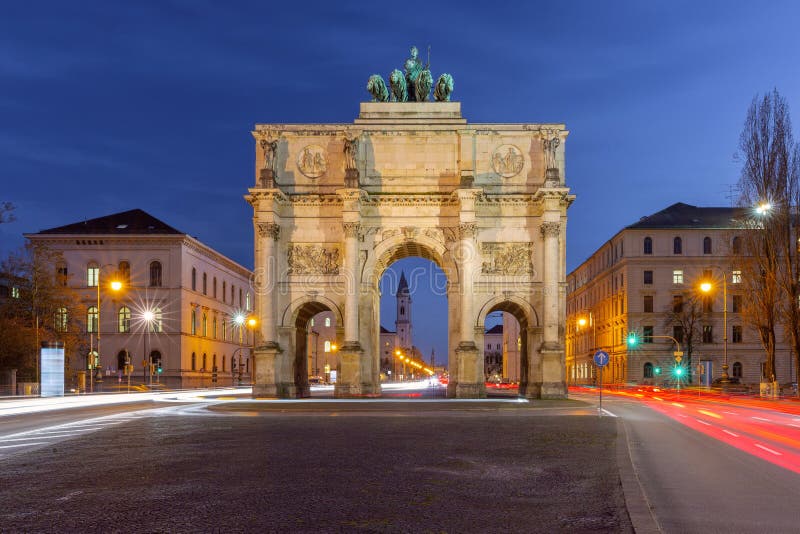Siegestor at Night, Munich, Germany Editorial Photography - Image of ...