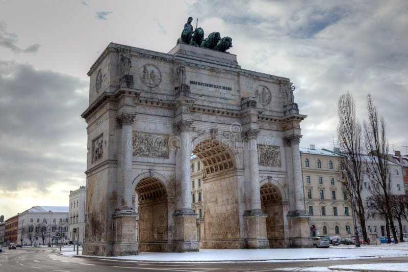 Siegestor, Victory Gate of Munich Germany Stock Image - Image of clouds ...