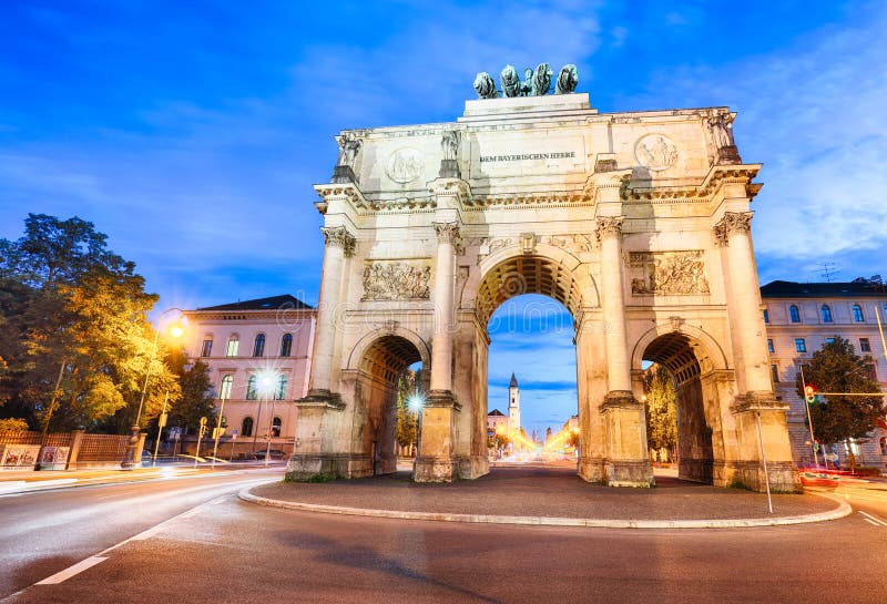 Siegestor (Victory Gate) Triumphal Arch in Downtown Munich, Germany ...