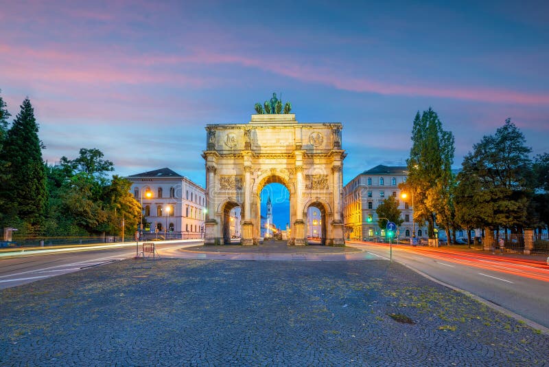 Siegestor Victory Gate Triumphal Arch in Munich, Germany Stock Photo ...