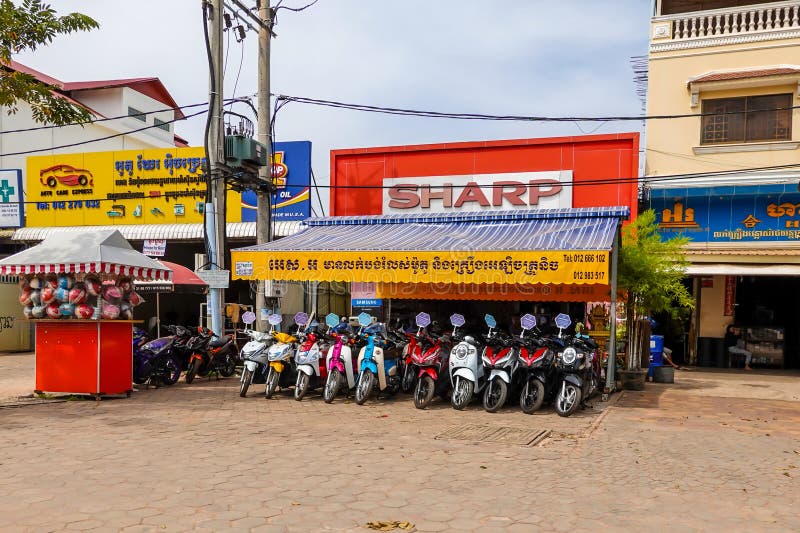 Sharp Moped Scooter Store in Siem Reap, Cambodia Editorial Stock Image ...