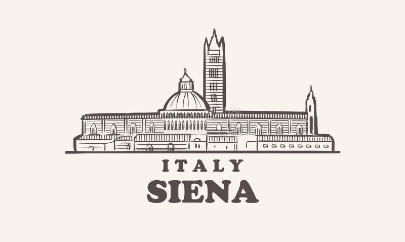 Siena Cityscape Sketch Hand Drawn , Italy Vector Illustration Stock ...