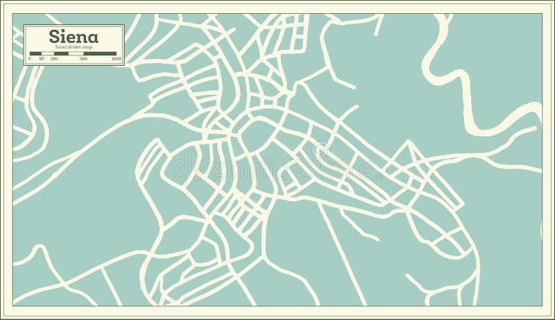 Siena Italy City Map in Retro Style. Outline Map Ilustração do Vetor ...