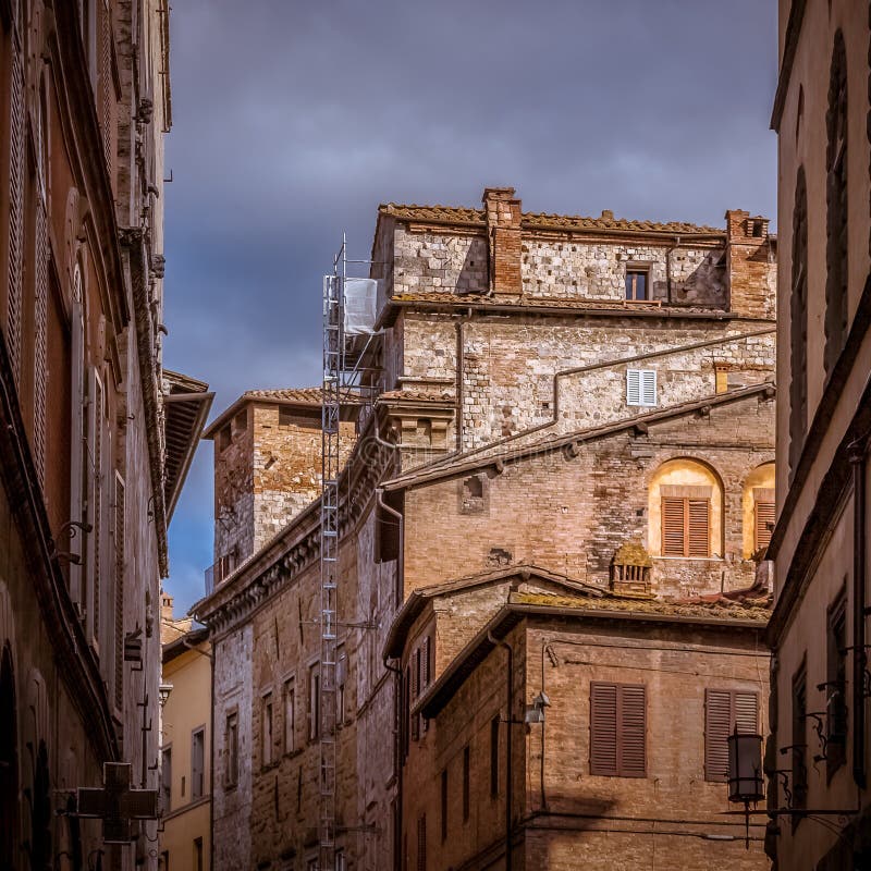 Siena Street in Tuscany,Italy. Stock Image - Image of facade ...