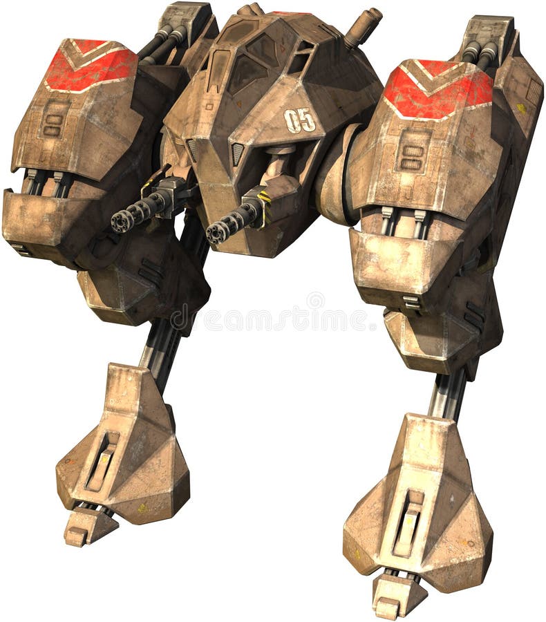Sience Fiction War Machine Isolated Stock Illustration - Illustration ...