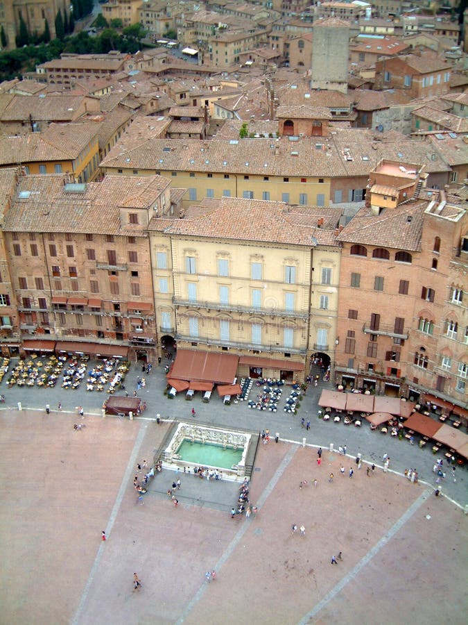 Sienna Piazza from Belltower Stock Photo - Image of sienna, tourists ...