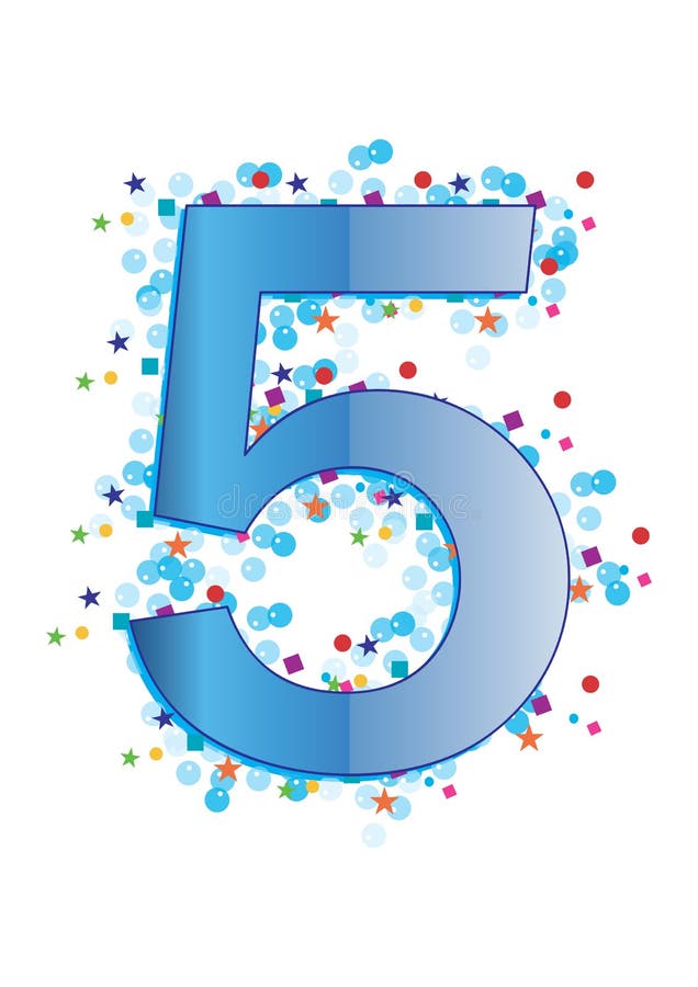 Sier Cijfer vijf - vector vector illustratie. Illustration of groet ...