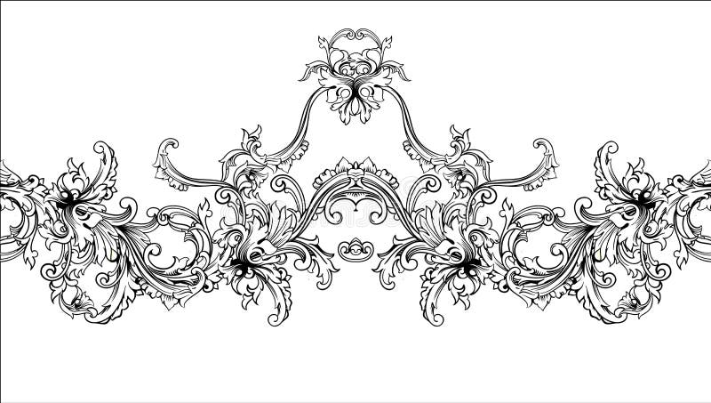 Siergrens, Kader Barok Patroon Naadloze Vector Vector Illustratie ...