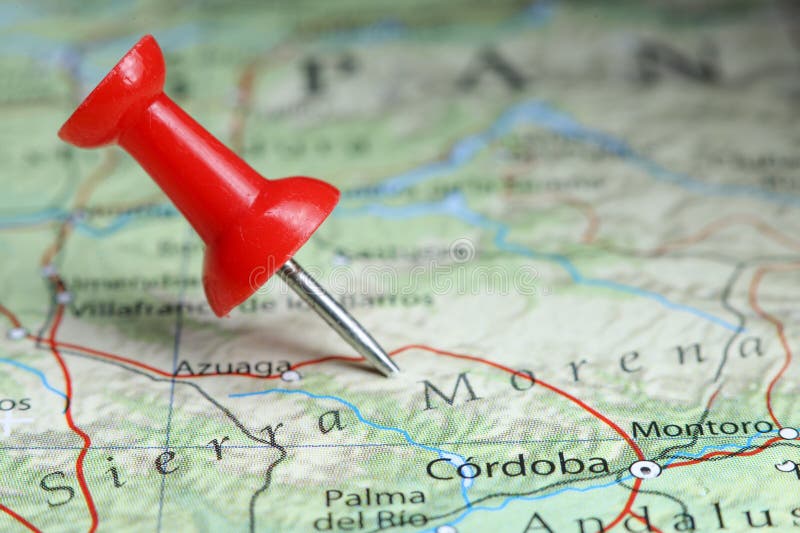 Sierra Morena, Spain Pin on Map Stock Image - Image of macro, guide ...