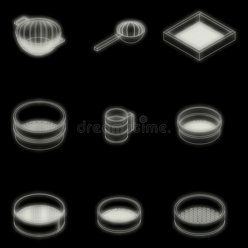 Sieve Icons Set Vector Neon Stock Vector - Illustration of sifting ...
