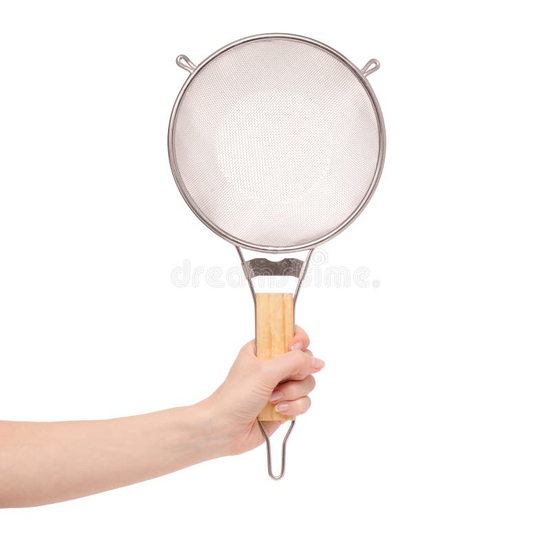 Sieve kitchen in hand stock photo. Image of handle, kitchen - 115170248