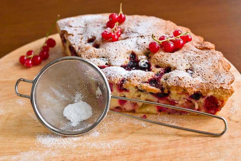 Sieve with Powdered Sugar and Cake Stock Photo - Image of pastry, home ...