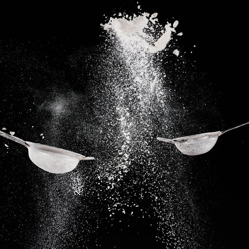 Sieves with falling flour stock image. Image of sieves - 114618925