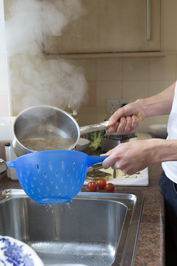 Sieving Water from Cooked Spaghetti Stock Image - Image of tipping ...