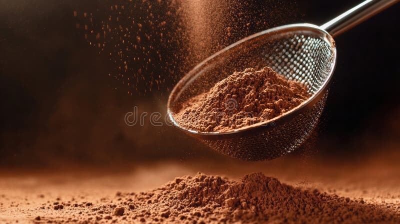 Sifting Cocoa Powder Fine Mesh Strainer Kitchen Setting Generative Ai ...