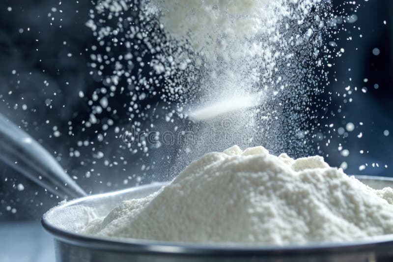 Sifting Flour through Sieve on Wooden Table. Generative AI Stock ...