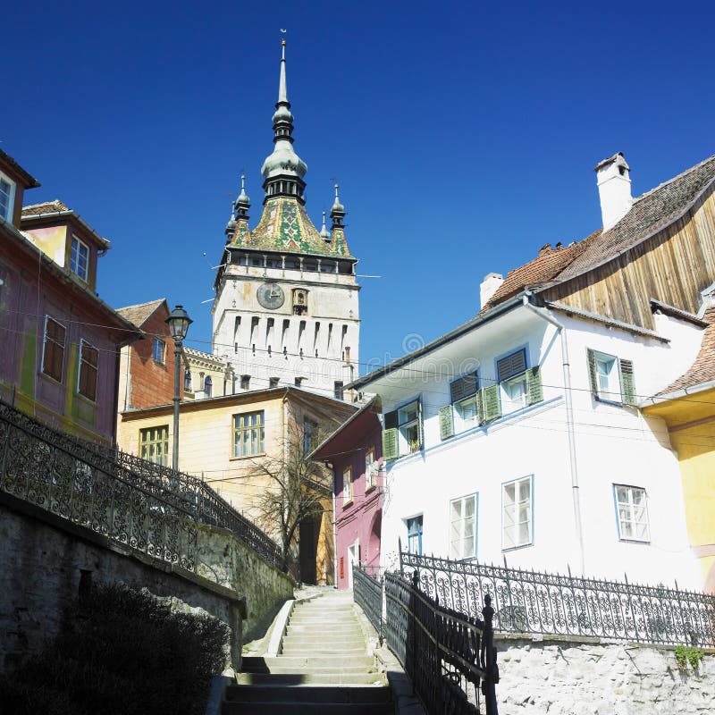 Sighisoara, romania stock image. Image of footpath, building - 10475283