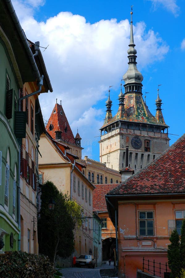 Sighisoara, romania stock image. Image of footpath, building - 10475283