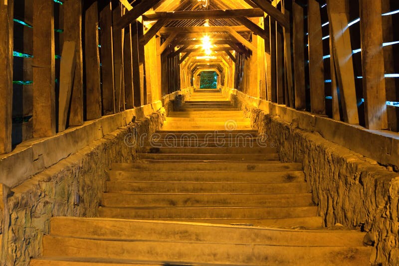 Sighisoara, Inside of Covered Staircase Stock Photo - Image of wooden ...