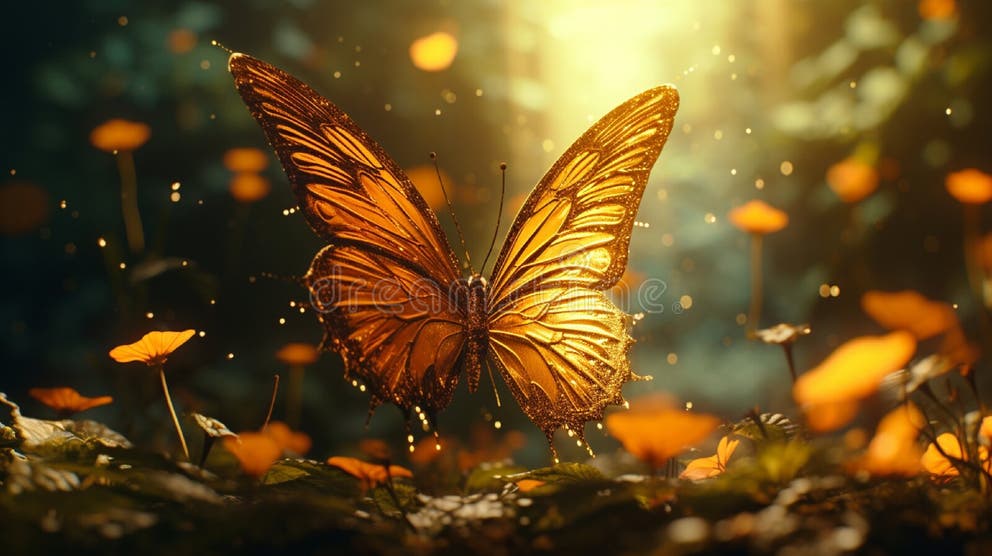 Sight of a Butterfly Fluttering by Stock Illustration - Illustration of ...