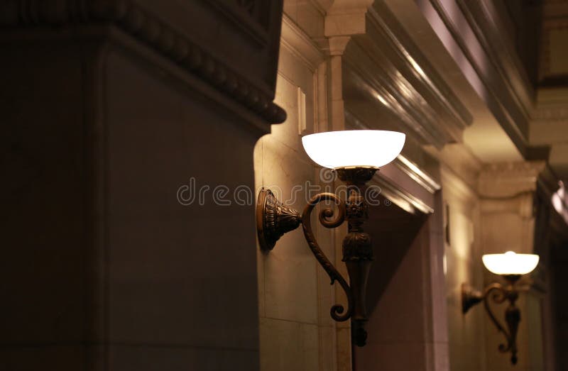 Sight of Lighting in the Building Wall at Night Stock Photo - Image of ...