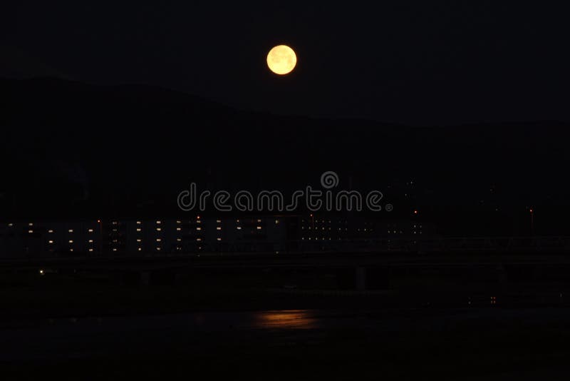 The sight of Moonset. stock photo. Image of detail, bright - 241758924