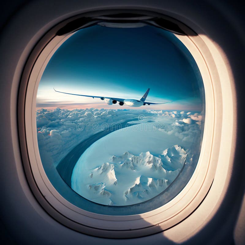 The Sight Observed through an Aircraft S Window. AI Stock Illustration ...