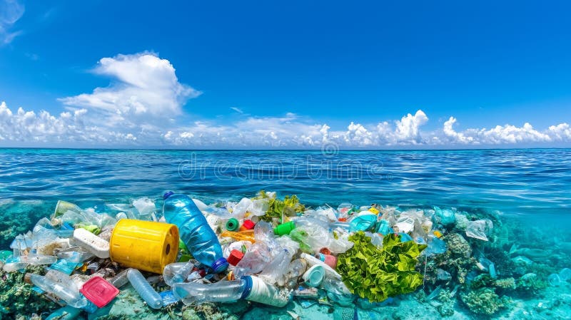 The Sight of an Ocean Littered with Plastic Waste on Its Surface ...