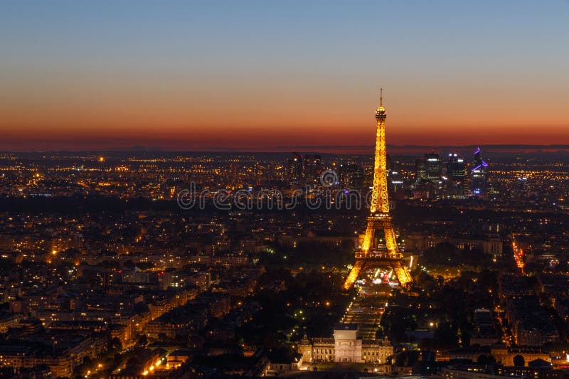 Sight of Paris at sunset editorial stock image. Image of sunset - 95504959