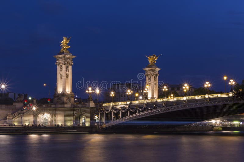 Sight of Pont Alexandre III in Paris at Night Stock Image - Image of ...