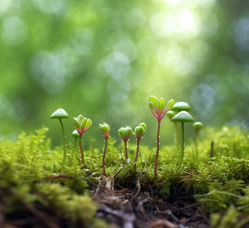 Seed of a Tree Sprouting in a Forest Stock Illustration - Illustration ...