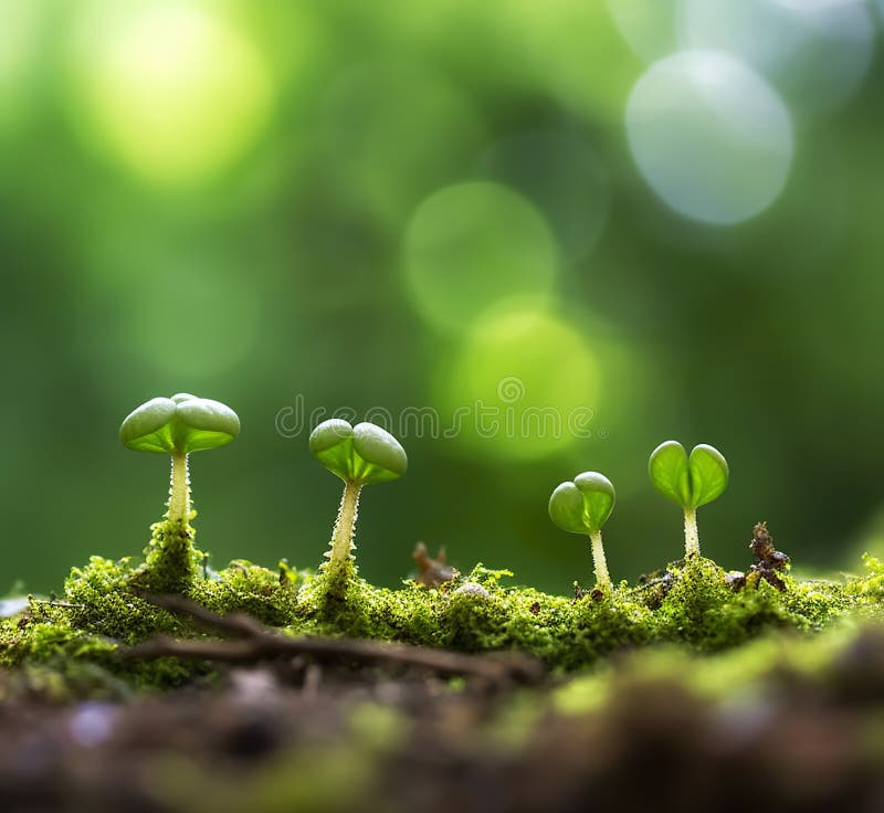 Seed of a Tree Sprouting in a Forest Stock Illustration - Illustration ...