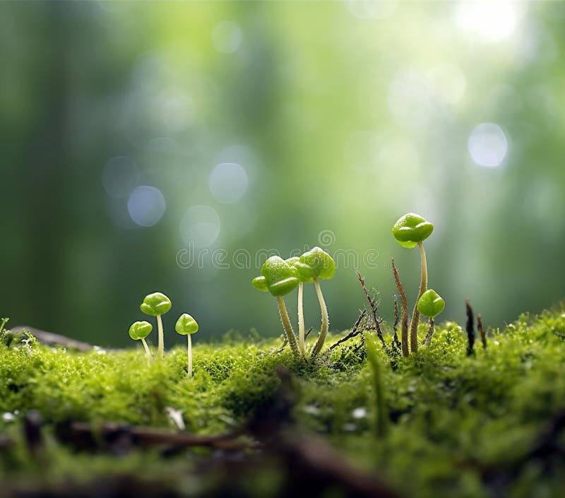 Seed of a Tree Sprouting in a Forest Stock Illustration - Illustration ...