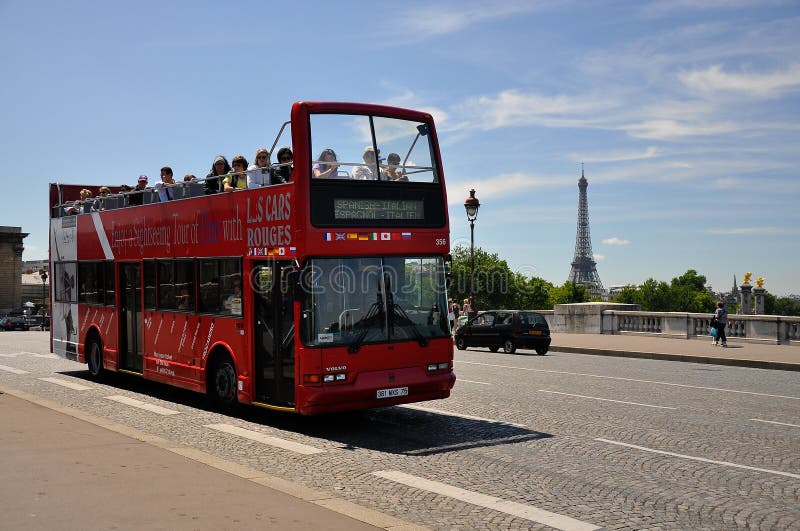 Sight Seeing Bus Tour Paris Editorial Stock Photo - Image of ...