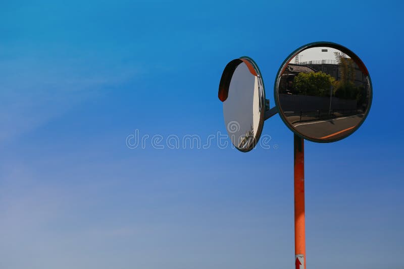 A Sight of Sunny Blue Sky and Curved Mirror Stock Photo - Image of ...