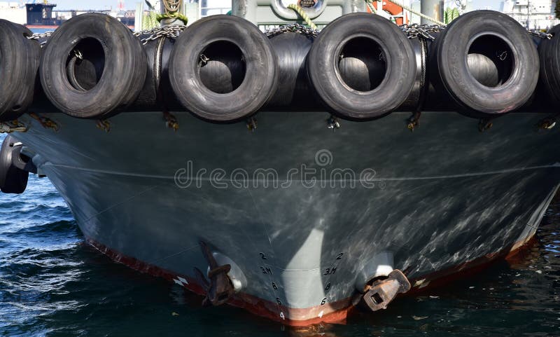 A Sight of a Tire on a Ship at a Harbor Stock Image - Image of ...
