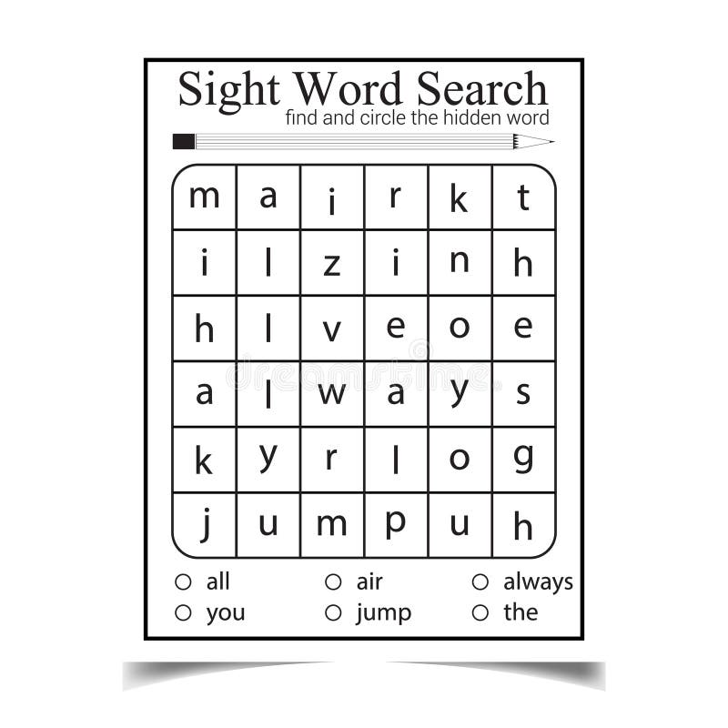 Sight Word Search Puzzle Book Stock Vector - Illustration of message ...