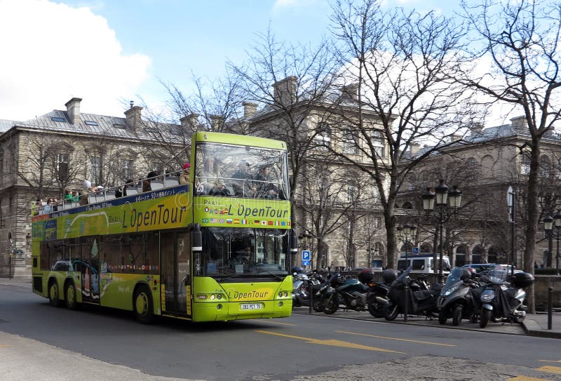 Sightseeing bus in Paris editorial stock photo. Image of touristic ...