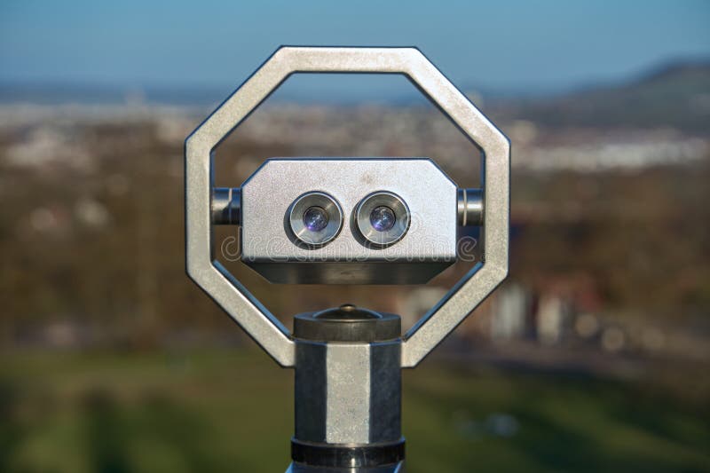 Sightseeing Tower Viewer, Observation Binoculars Stock Photo - Image of ...